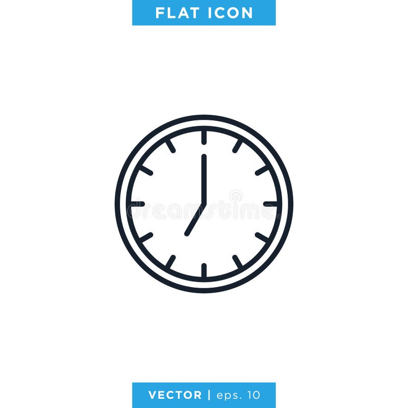 Time Clock Icon Vector Design Template. Editable Stroke Stock Vector ...
