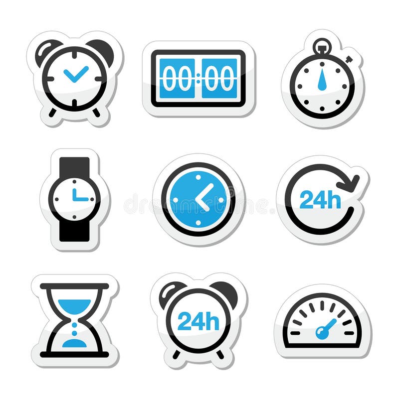 Time Measure, Clock Vector Buttons Set Stock Vector - Illustration of ...