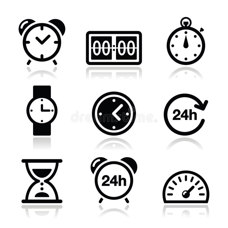 Time Measure, Clock Vector Icons Set Stock Vector - Illustration of ...