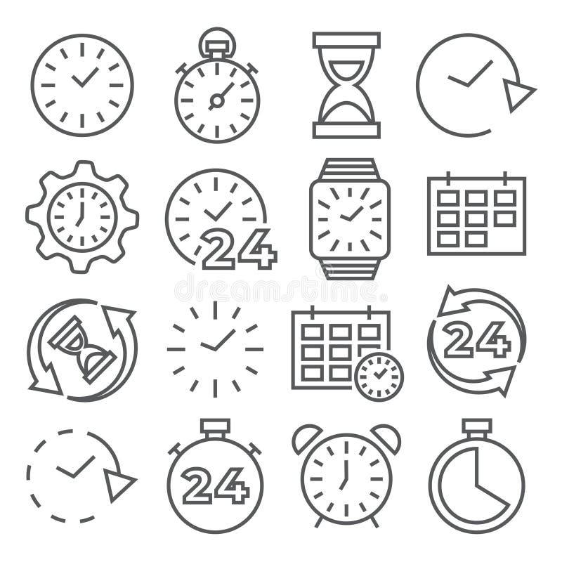 Clock Line Icons stock vector. Illustration of planning - 152938252