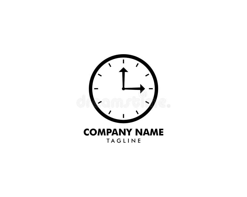 Time Clock Logo Design Template Stock Vector - Illustration of flat ...