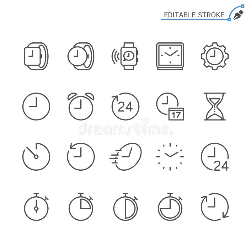 Time and Clock Outline Icon Set Stock Vector - Illustration of outline ...
