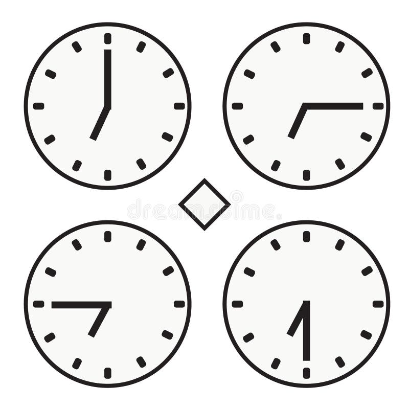 Time Clock Round Watch Hour Seven Quoter Half Icon Simple Vector Stock ...