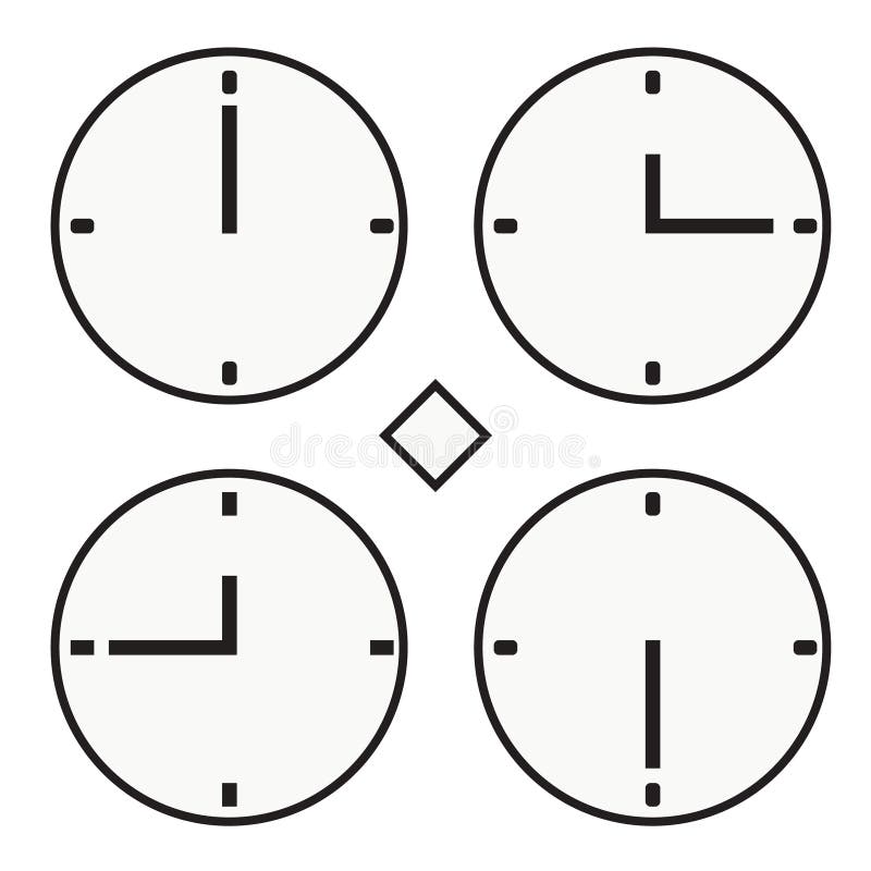 Time Clock Round Watch Hour Four Quoter Half Icon Simple Vector Stock ...