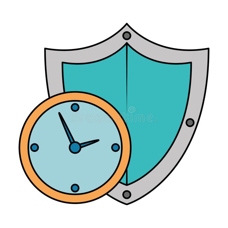 Time clock with shield stock illustration. Illustration of digital ...