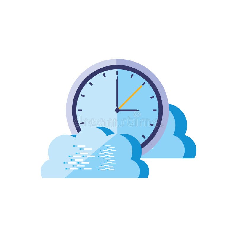 Time Clock Watch with Cloud Computing Stock Illustration - Illustration ...