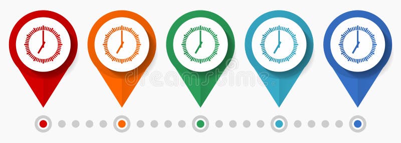 Clock Concept Vector Icon Set, Flat Design Stopwatch Pointers ...