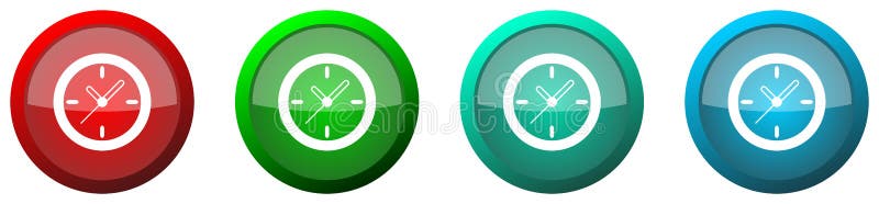 Time, Clock, Watch Vector Icons, Set of Colorful Glossy 3d Rendering ...
