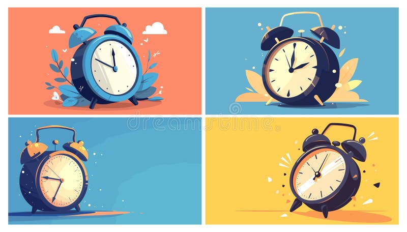 Time Concept. Cartoon Banner with Alarm Clock for Reminder Deadline ...