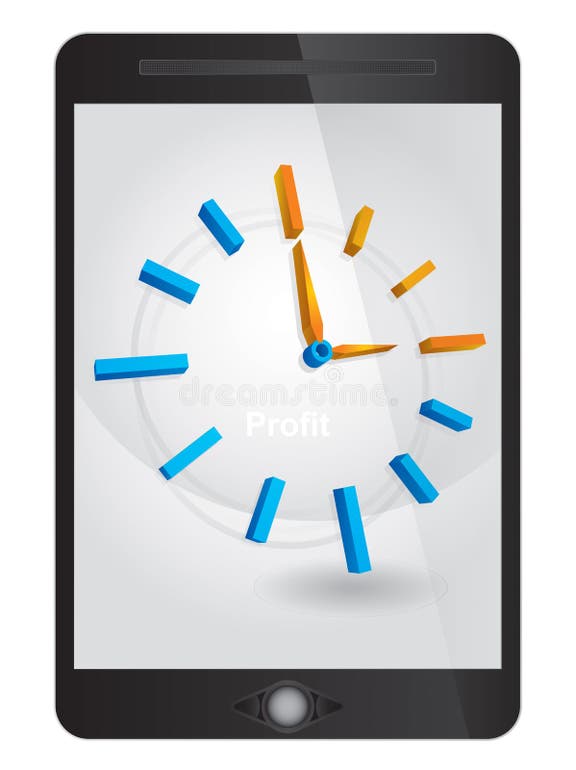 Time Concept, Clock on Tablet Stock Vector - Illustration of monitor ...