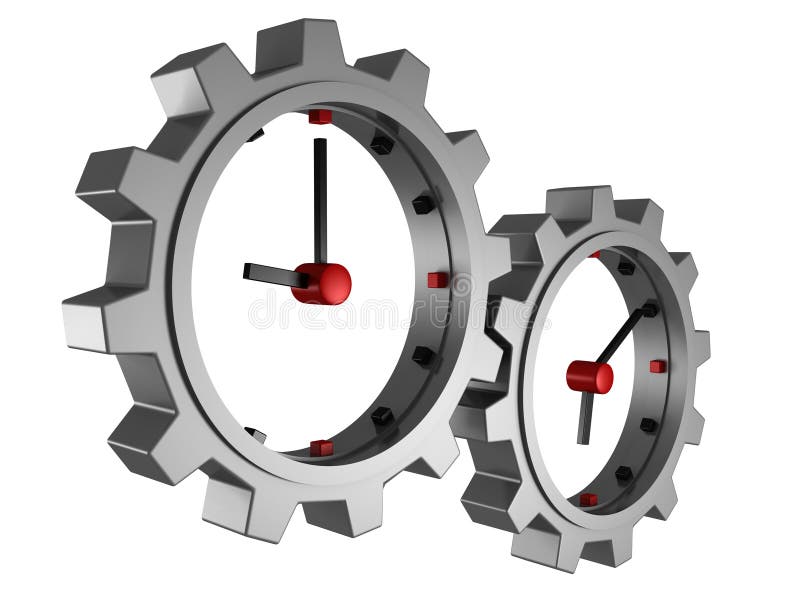 Time Concept Clocks Gear Wheels Over White Stock Illustration ...