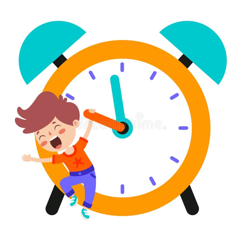 Time Concept Drawing with Flat Objects Stock Vector - Illustration of ...