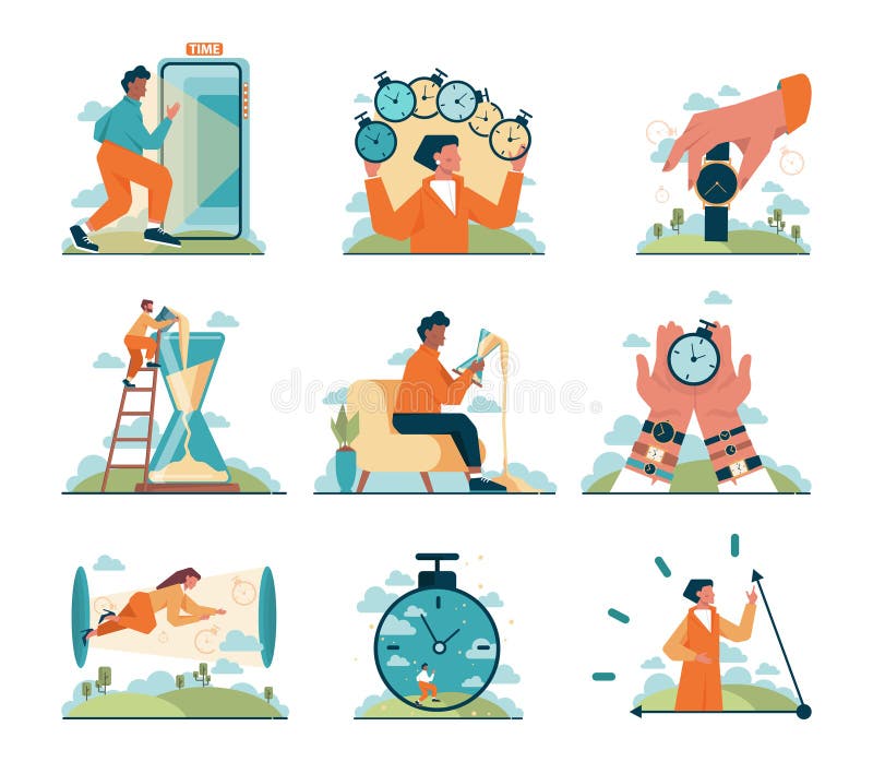 Time Concept. Time Flow, Hour Glass, Watch or Timer Measuring Stock ...