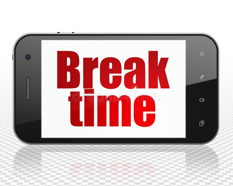 Time Concept: Smartphone with Break Time on Display Stock Illustration ...
