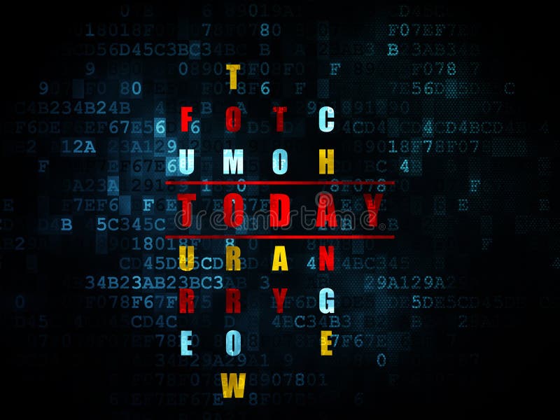 Time Concept: Word Today in Solving Crossword Stock Illustration ...