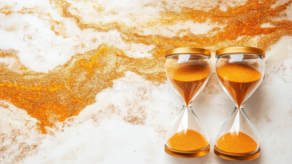 Time is Conceptualized through the Image of a White Hourglass Resting ...