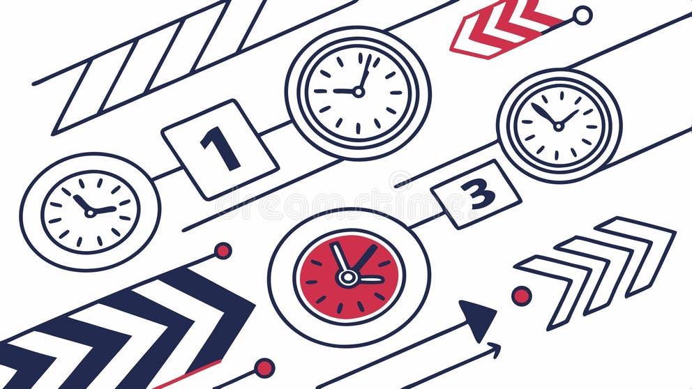 Time Counting Icons Set, Depicting Sequence Numbering and Chronological ...