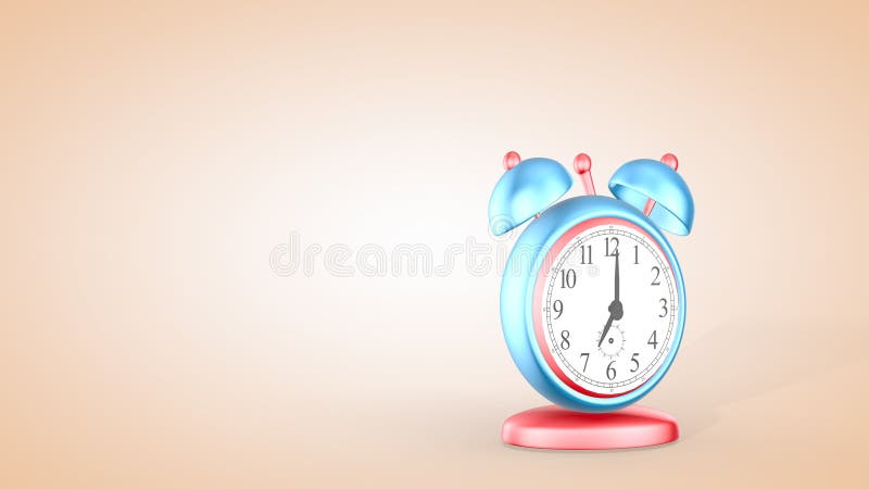 Time, Cute Alarm Clock Isolated on Light Background, 7 O`clock. 3D ...