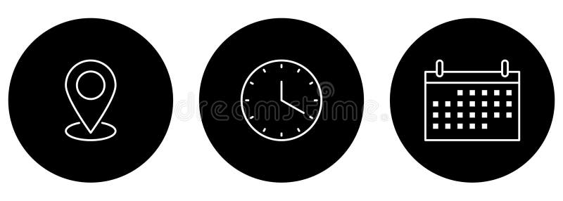 Time, Date and Address Buttons Stock Vector - Illustration of template ...