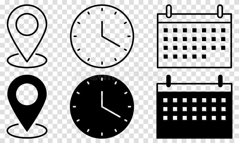 Date Time Location Icons Stock Illustrations – 558 Date Time Location ...