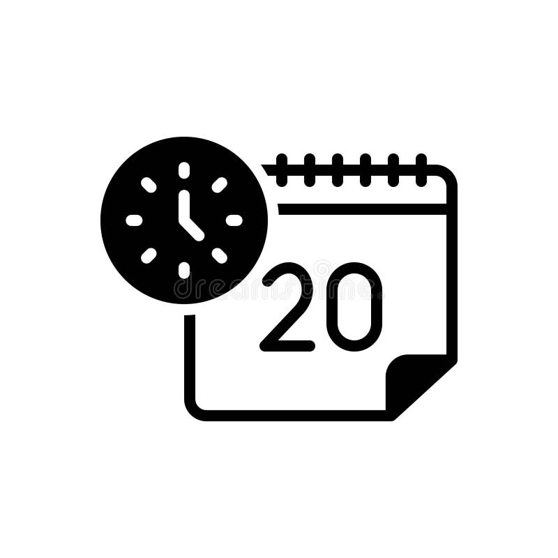 Black Solid Icon for Time and Date, Time and Clock Stock Vector ...