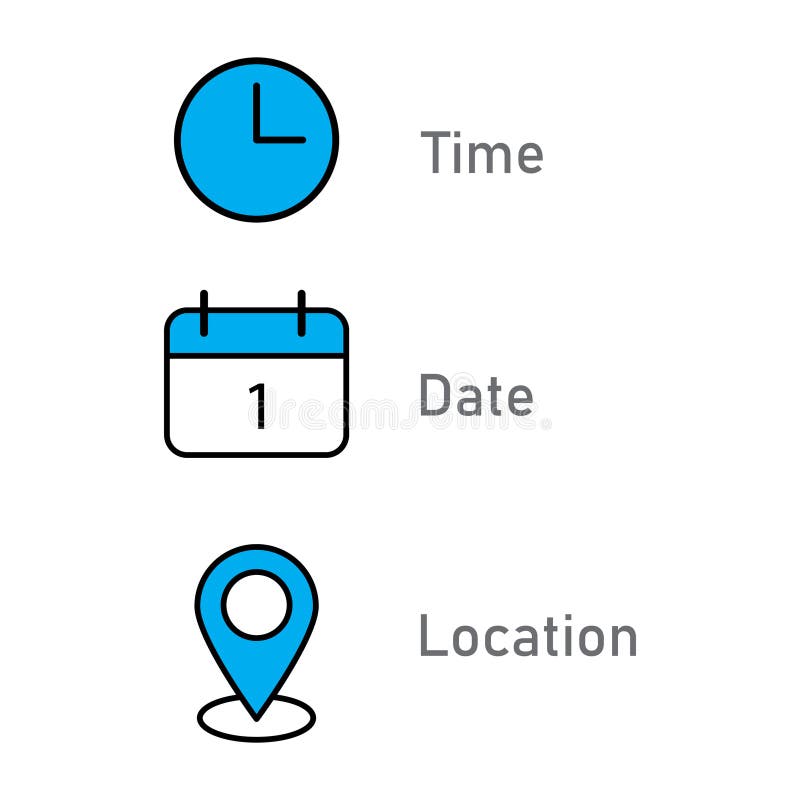 Date Time Location Icons Stock Illustrations – 764 Date Time Location ...