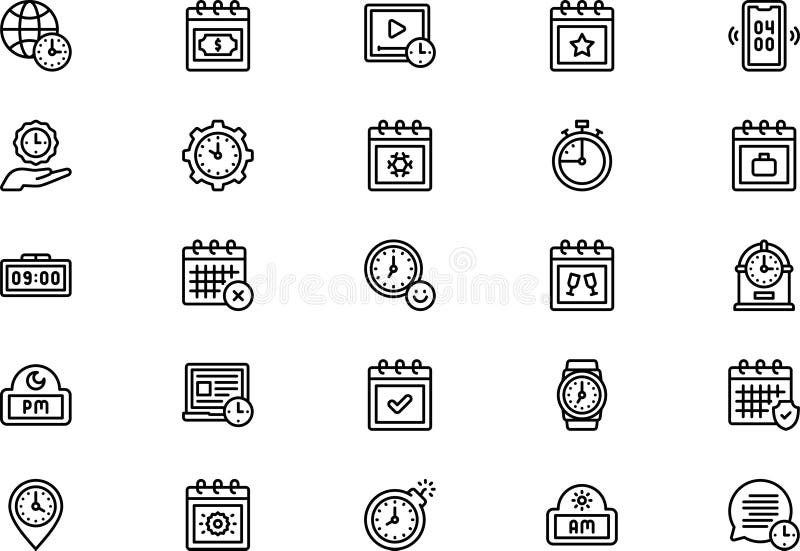 Time and Date Icons Collection is a Vector Illustration with Editable ...
