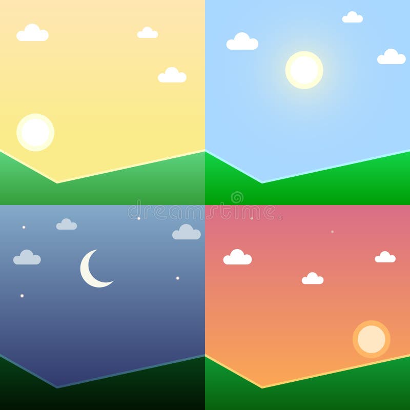 Time of Day Illustration Set Stock Vector - Illustration of isolated ...