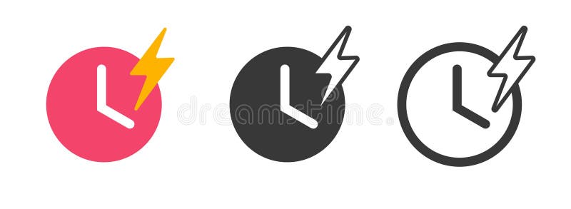 Time Deadline Fast Quick Icon, Line Stroke Click Urgent Energy Power ...