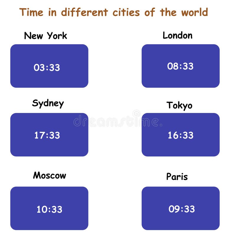 Time in Different Cities of the World - Illustration Stock Illustration ...