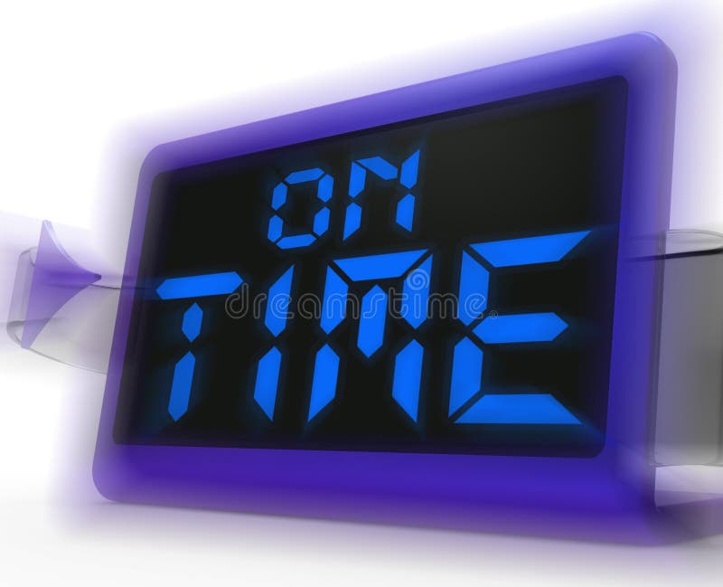 On Time Digital Clock Shows Punctual and Reliable Stock Illustration ...