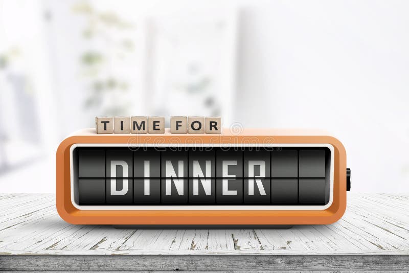 Time for Dinner Message on a Wooden Table Stock Image - Image of meal ...