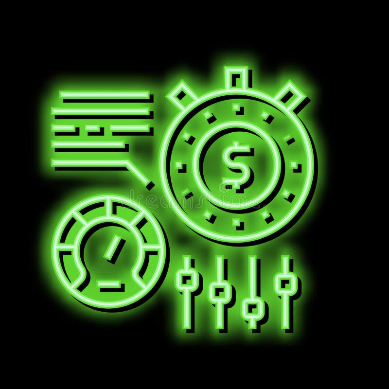Time for Earn Money Settings and Optimize Neon Glow Icon Illustration ...