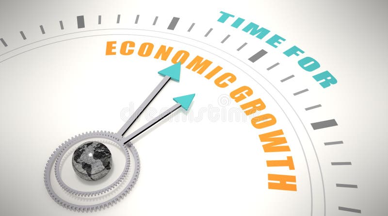 Time for Economic Growth Words on Clock Face. 3D Render Stock ...