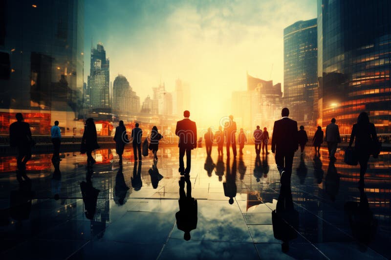 Time Efficient Strides City Silhouettes Illustrating the Concept of ...