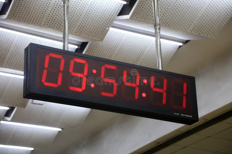 Time Electronic Display Screen at Subway Station Stock Photo - Image of ...