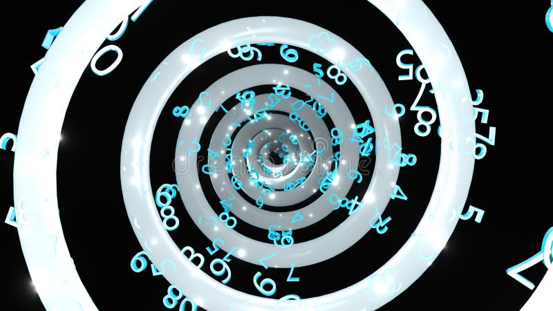 Time Endless Abstract Spiral with Many Numbers, 3d Render Computer ...