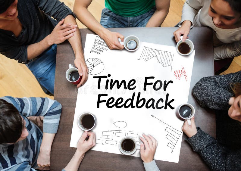 Time for Feedback Written on a Poster with Drawings of Charts Stock ...