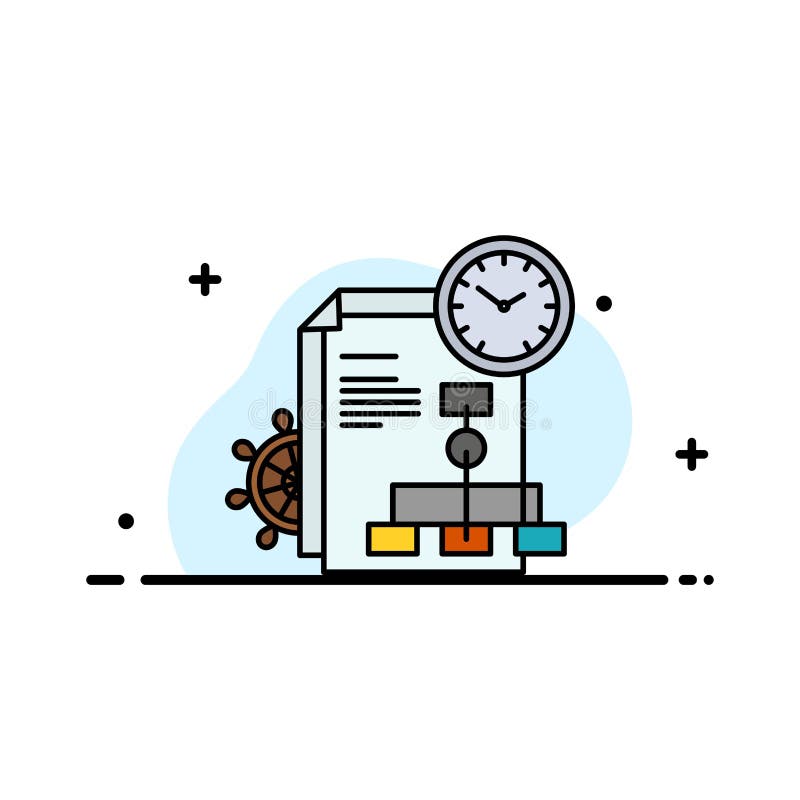 Time, File, Report, Business Business Flat Line Filled Icon Vector ...