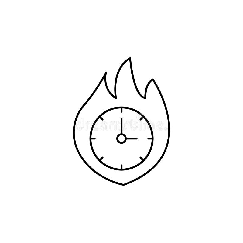 Time, Fire, Clock Icon. Simple Line, Outline Vector of Icons for Ui and ...