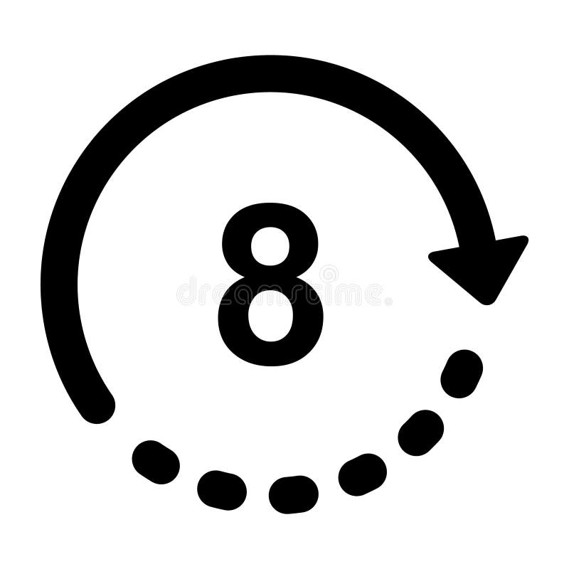 Time Flat Icon 8 Hours Vector, Classic Watch Design Isolated on White ...