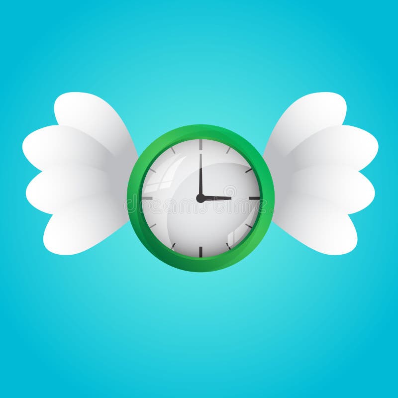 Time Flies, a Flying a Clock with White Wings Stock Vector ...
