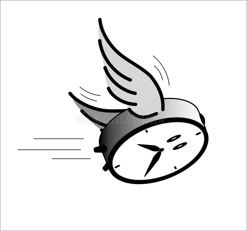 Time flies by stock vector. Illustration of black, alarm - 199332633