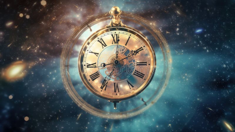 Time Flies in Space Futuristic Clock Illustrating the Concept of Time ...