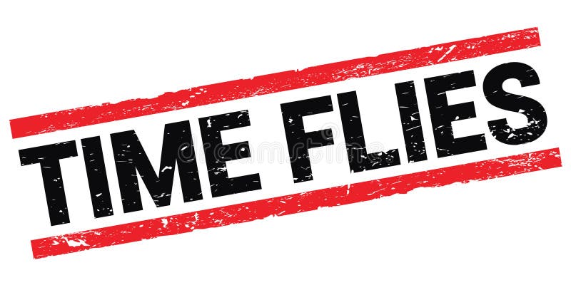 TIME FLIES Text on Black-red Rectangle Stamp Sign Stock Illustration ...