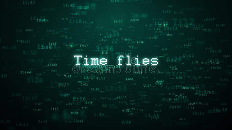 Time Flies Typography. Random Time Internet Background Particles Rise ...