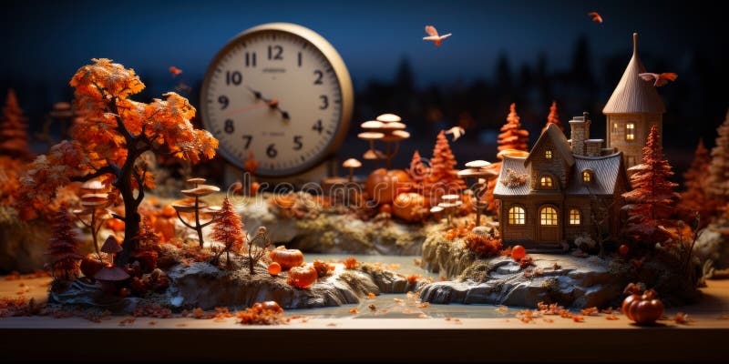 Time Flowing Concept on Seasonal Background. Clock on Autumn Scenery ... Time Flowing Concept on Seasonal Background. Clock on Autumn Scenery ...