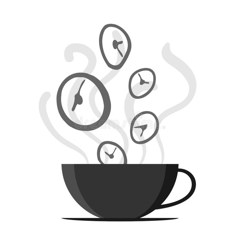 Time Fly by Off Coffee Cup stock vector. Illustration of abstract ...