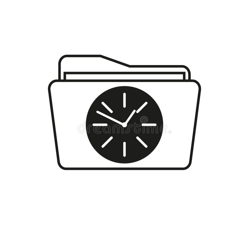 Time Folder Icon. Clock Archive Vector. Data Management Symbol ...