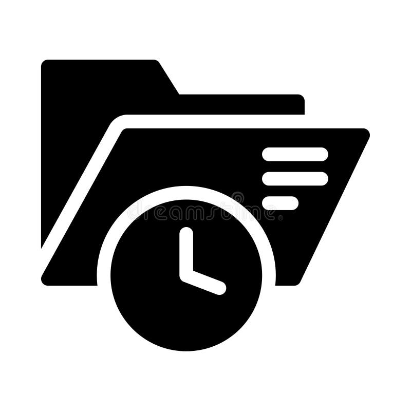 Time Folder Vector Glyph Flat Icon Stock Illustration - Illustration of ...